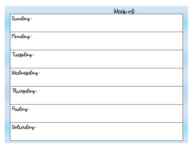 Weekly Schedule - Simple Printable Schedule - Teacher Planner - Plan ...