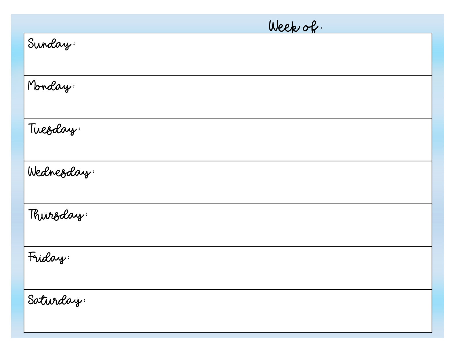 Weekly Schedule Simple Printable Schedule Teacher Planner Plan Book ...