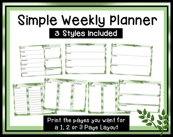 Weekly Schedule Simple Printable Schedule Teacher Planner - Etsy