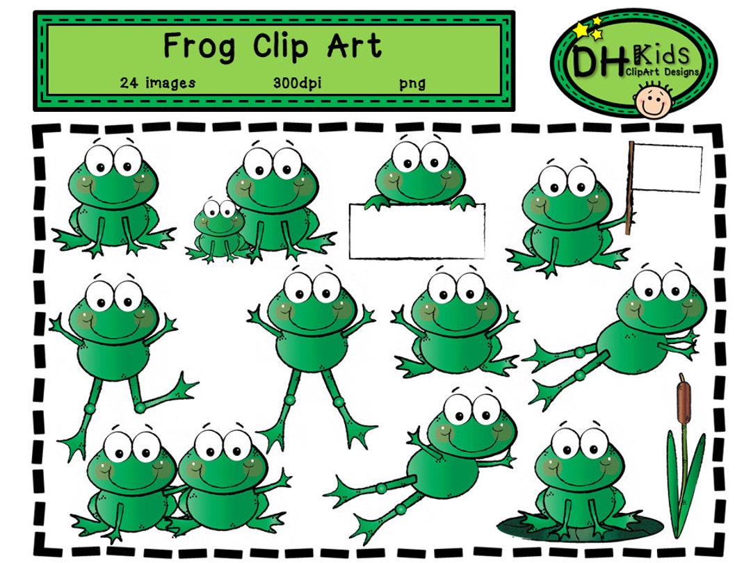 Frog Clip Art, Frog Clipart, Printable Frog, Frog Instant Download ...
