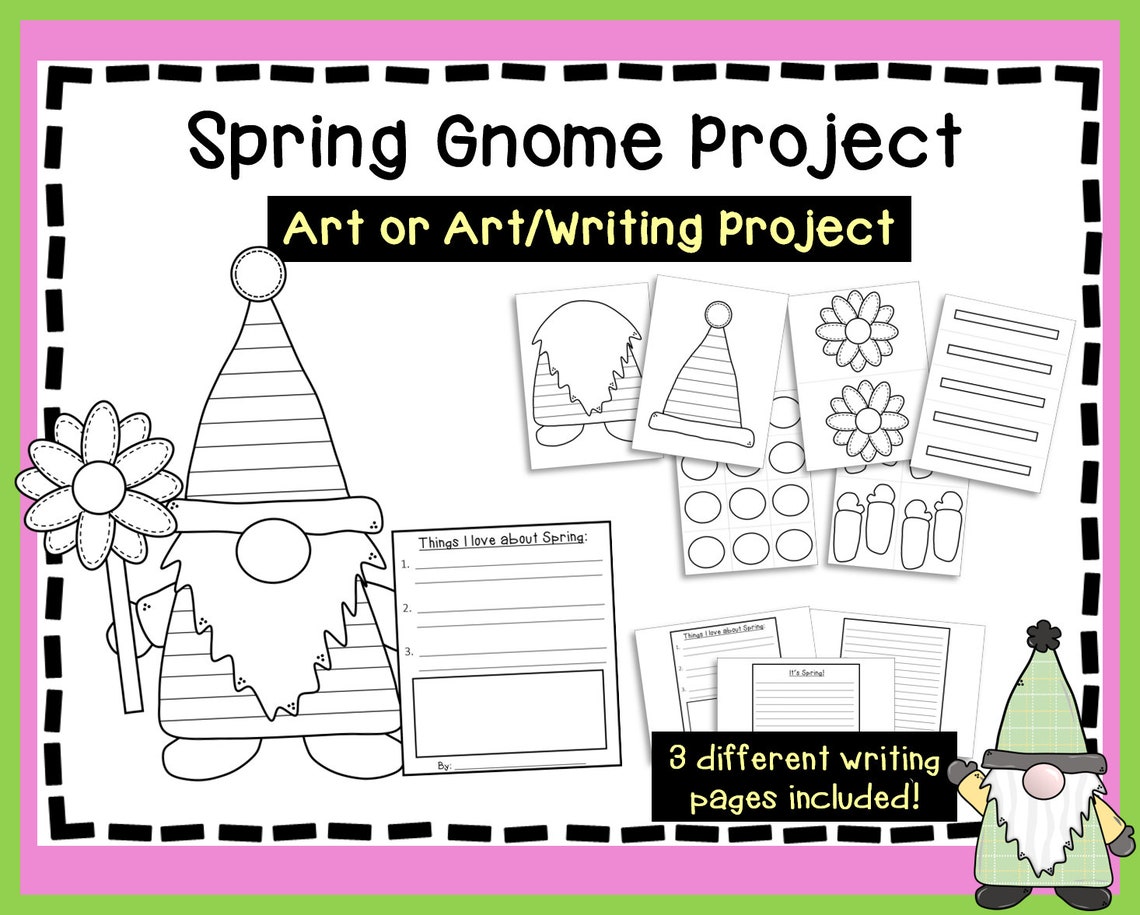 Spring Gnome Art & Writing Project - Spring Project - Kids Printable ...