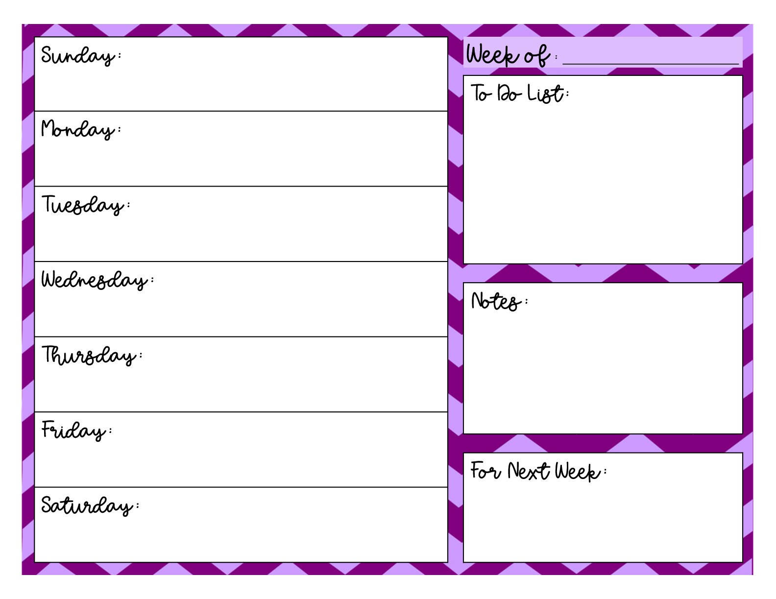 Weekly Schedule Simple Printable Schedule Teacher Planner Plan Book ...
