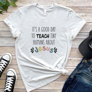 I Teach Tiny Humans About Jesus, Christian Teacher Shirt, Teacher Gift ...