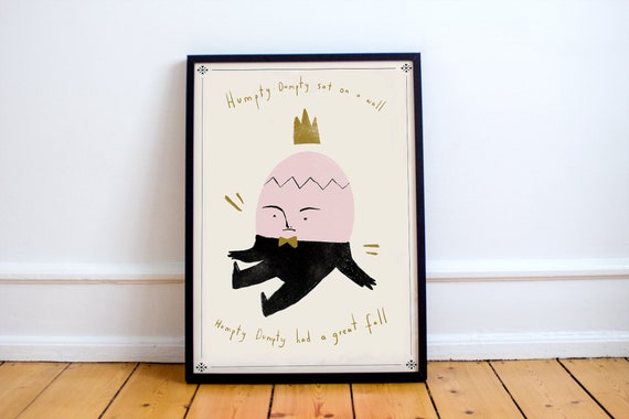 Humpty Dumpty Print Nursery Rhyme Inspired Poster Folk | Etsy