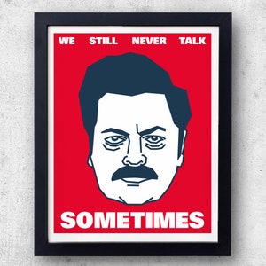 Ron Swanson Illustration Quote Print 'I Regret Nothing - Etsy UK