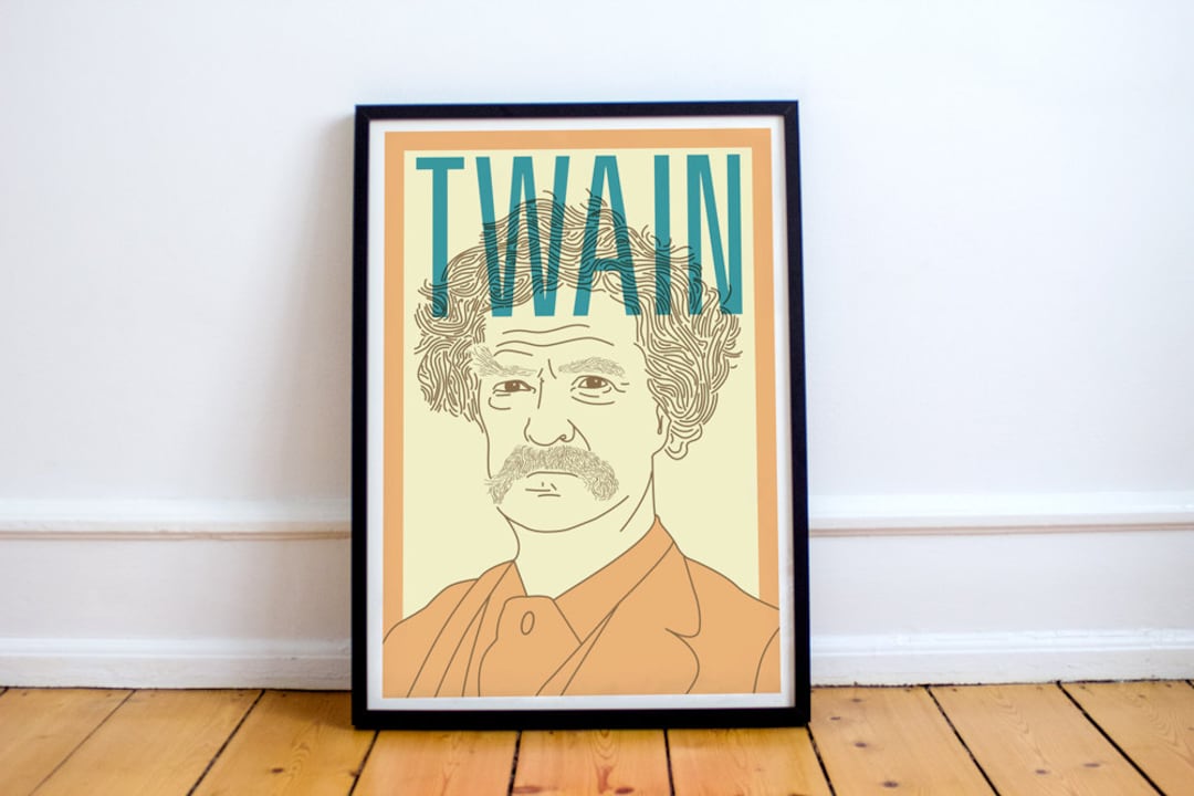 Twain Print! Mark Twain Poster, America, Adventures of Huckleberry Finn ...
