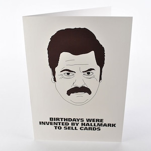 Ron Swanson Birthday Card! Parks and Recreation, Nick Offerman, Leslie ...