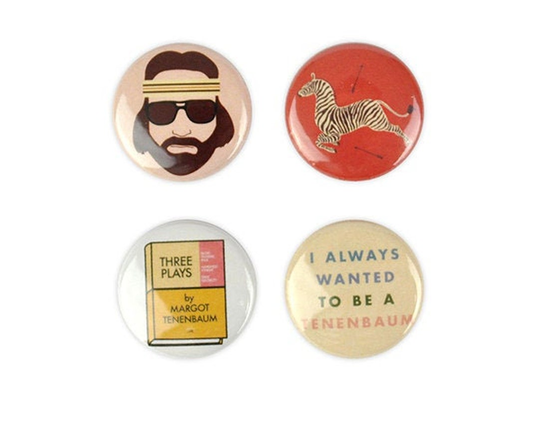 Royal Tenenbaum Button Set! Wes Anderson, Three Plays, Margot, Eli Cash ...