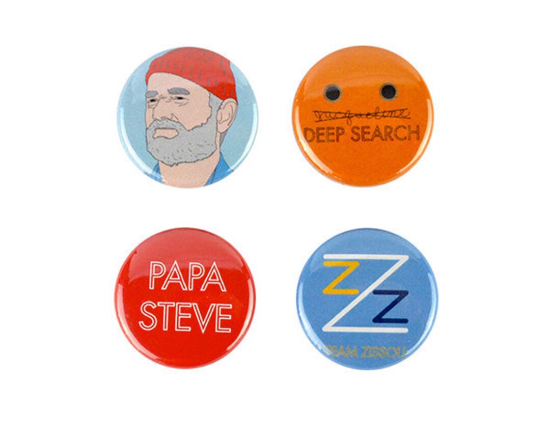 Steve Zissou Button Set Wes Anderson, Life Aquatic, Bill Murray, Badges ...