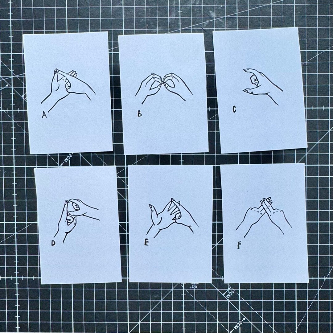 British Sign Language Lino Print Letter A-F - Etsy