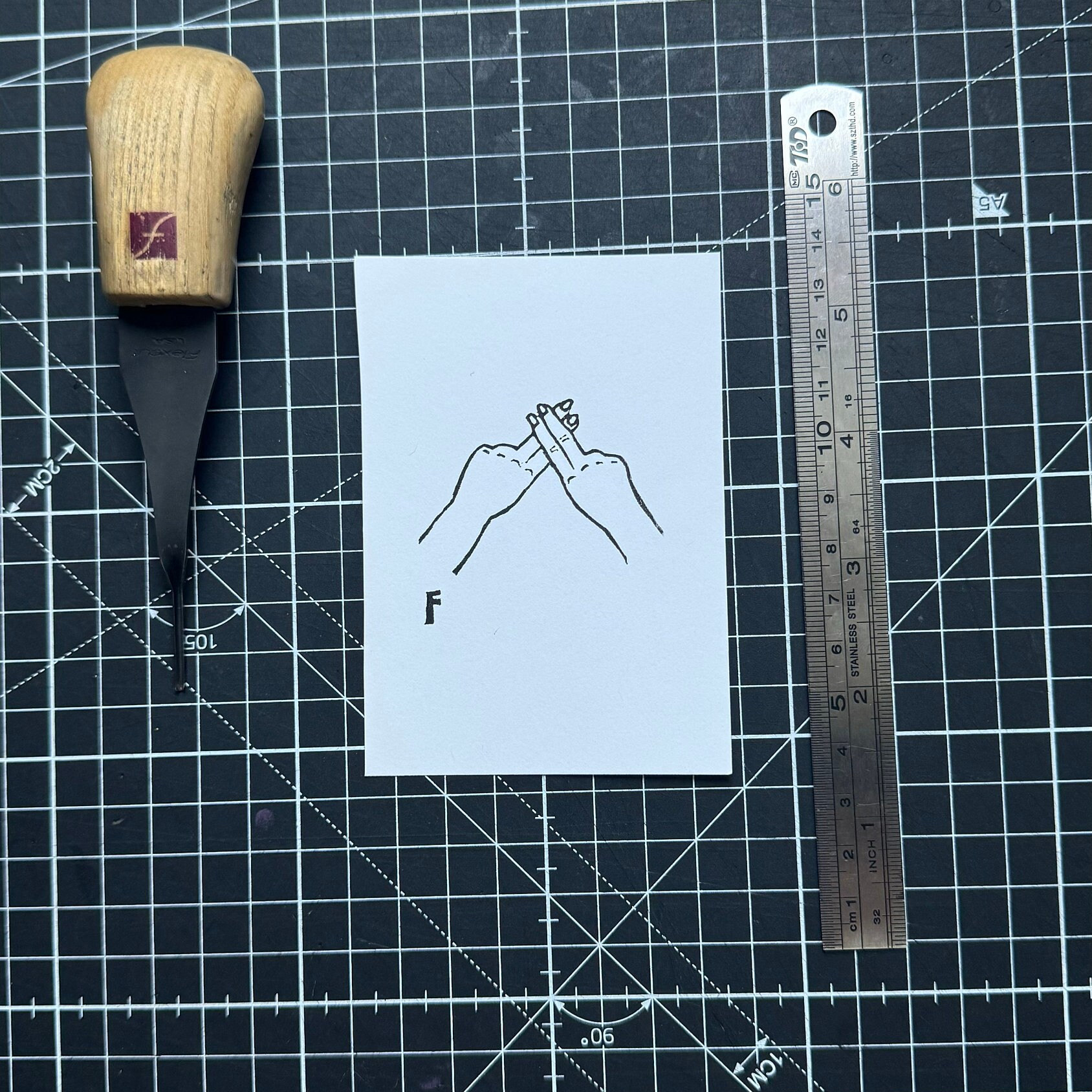 British Sign Language Lino Print Letter A-F - Etsy