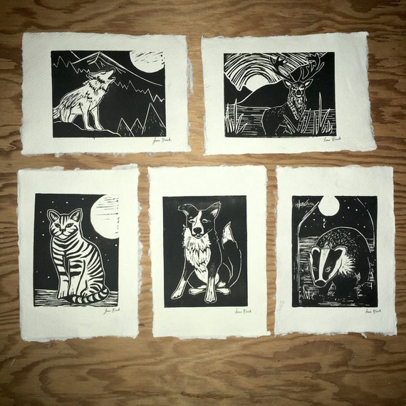 Animal Lino Print | Etsy