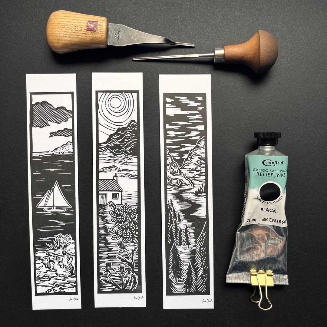 Scottish Landscape Triptych Lino Print - Etsy