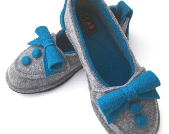 Wool Felt Warm Ballet Flat Slippers Flower | Etsy