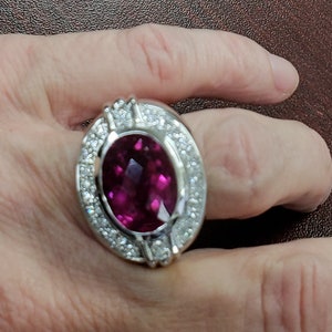 Oval Pink Tourmaline & Diamond Statement Ring - Etsy