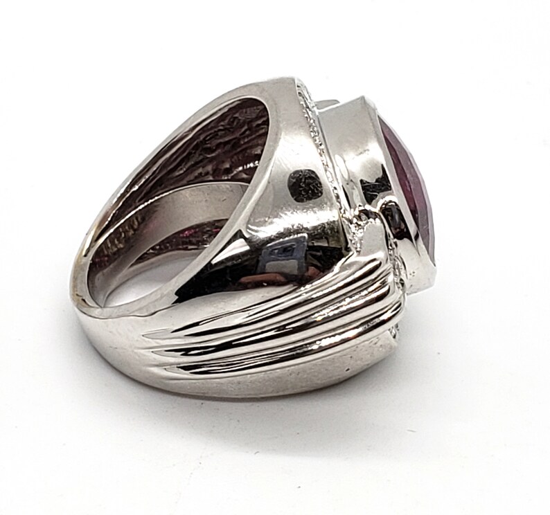 Oval Pink Tourmaline & Diamond Statement Ring - Etsy