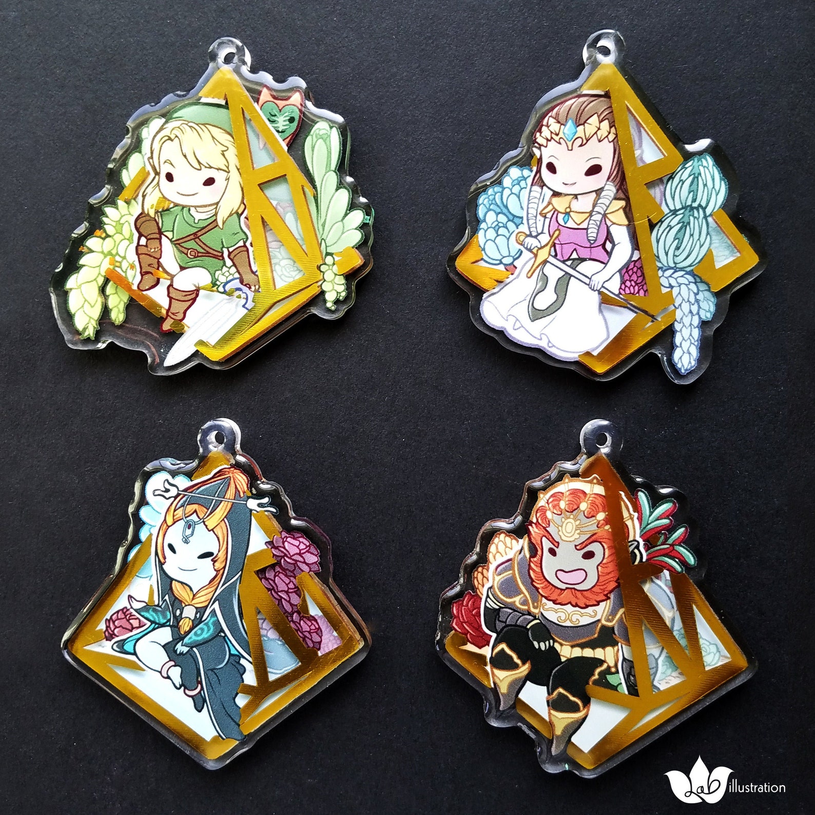 Zelda Triforce Terrarium 2.5 Gold Charm Sets | Etsy