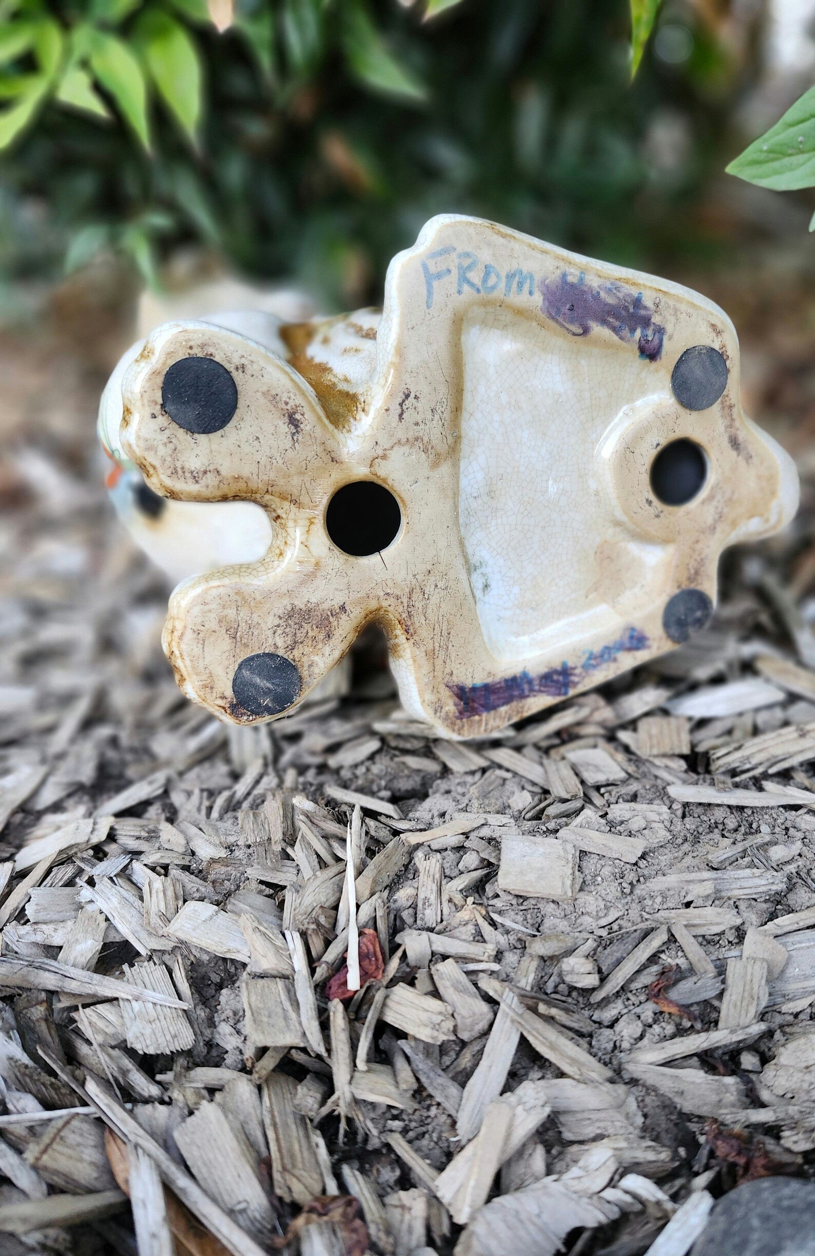 Ceramic Cat Statue With Crackle Glaze and Flowers in Red, Gold, Light ...