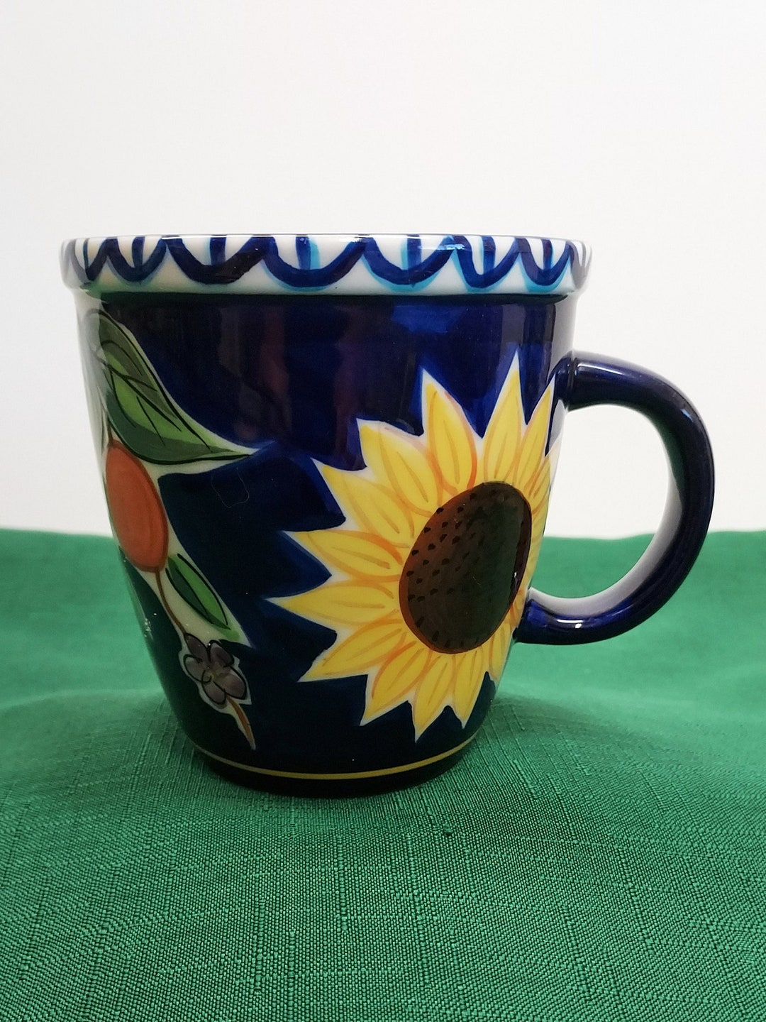 Starbucks Barista Mug. Cobalt Blue Coffee Cup With Sunflowers. - Etsy