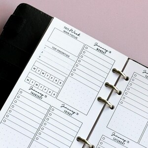 Printed Weekly Planner Inserts, Personal Size, Dated Week on 2 Pages ...