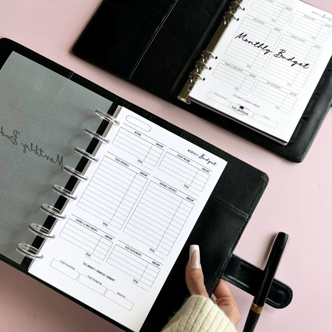 Printed Monthly Budget Planner Inserts, A5 or Half Letter, Income ...