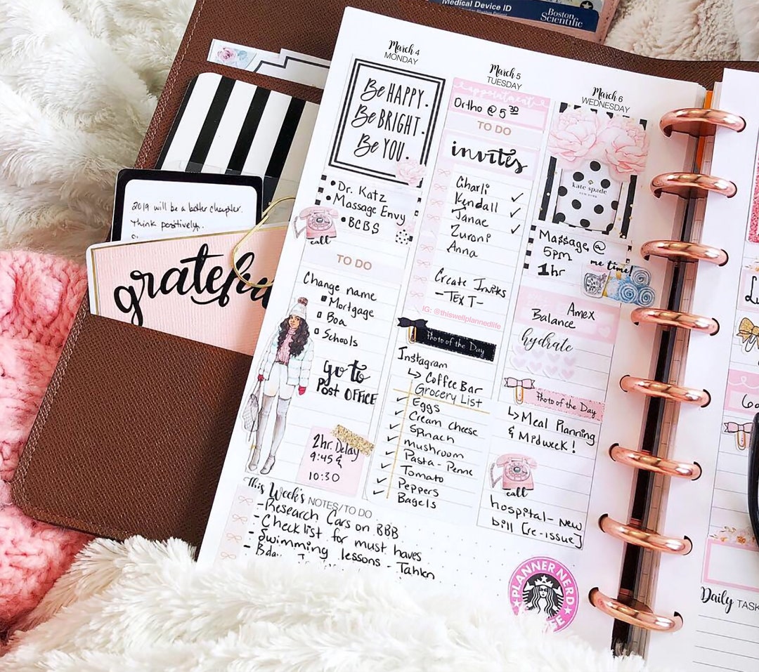 Printed Discbound Planner Inserts WEEKLY Inserts Half Letter Size ...