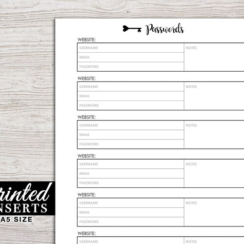 PRINTED Password Tracker Password Book Password Organizer | Etsy