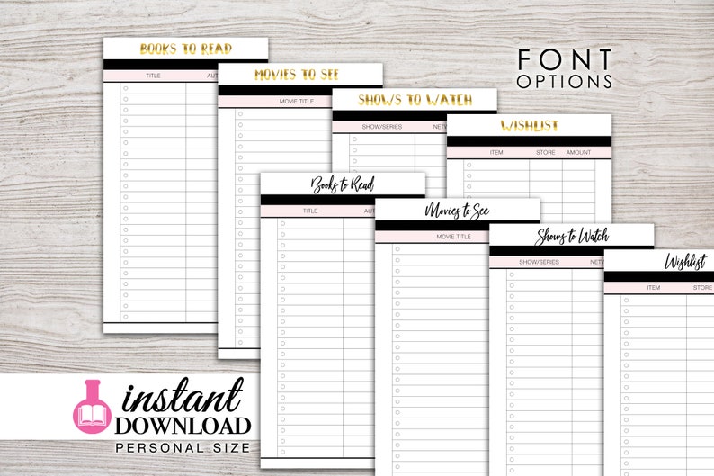 Planner Printable Fun Lists Books to Read Wish List - Etsy