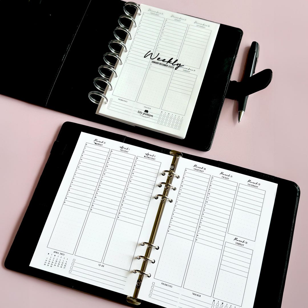 Weekly Planner Inserts A5 and Half Letter Dated Week on 2 Pages ...