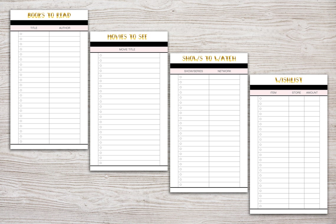 Planner Printable Fun Lists Books to Read Wish List - Etsy