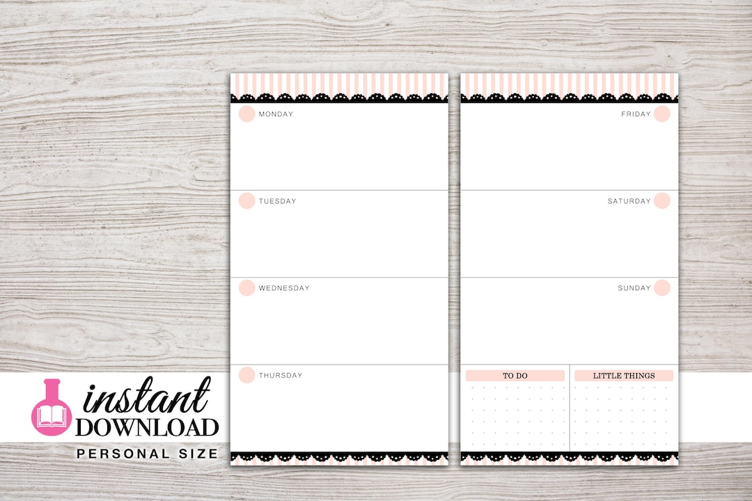 Planner Printable Weekly Inserts 6 Ring Planner Personal Size MM Agenda ...