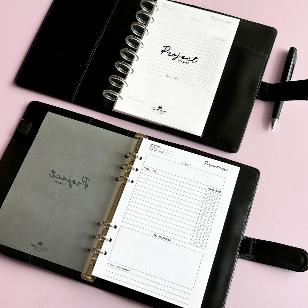 Printed Project Planner Inserts, A5 or Half Letter, Goal Planner and ...