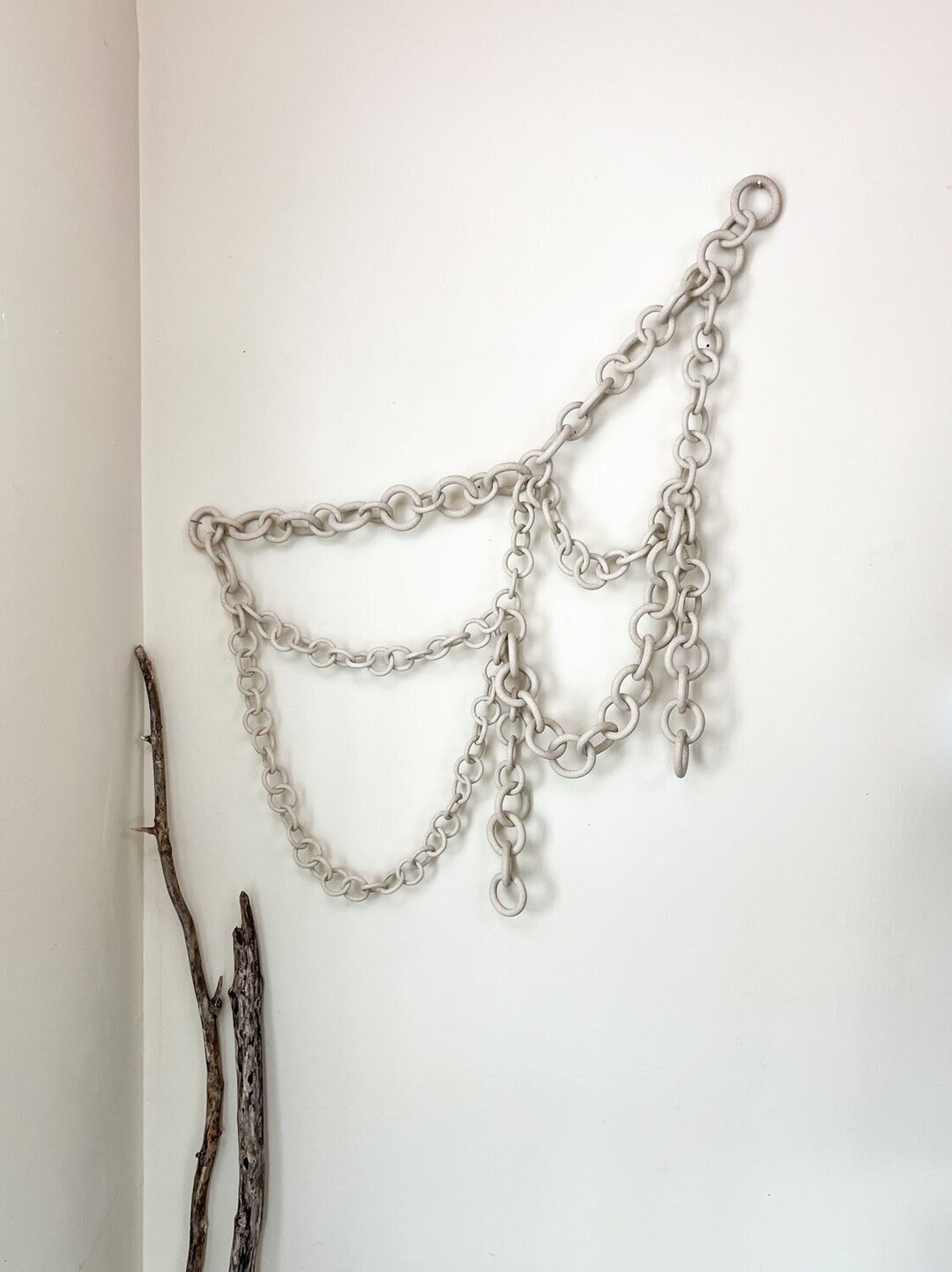 Organic Modern Ceramic Chain Wall Sculpture, Stoneware Wall Hanging ...