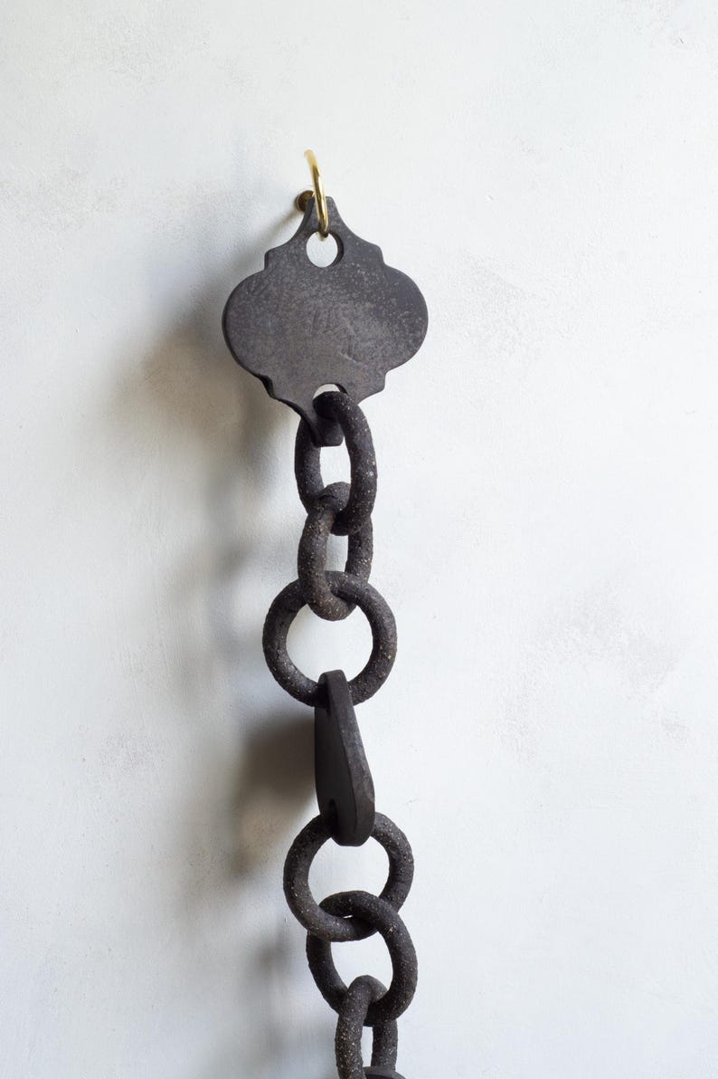 Moroccan Tile Ceramic Chain Wall Hanging: Stoneware Sculpture, Bohemian ...
