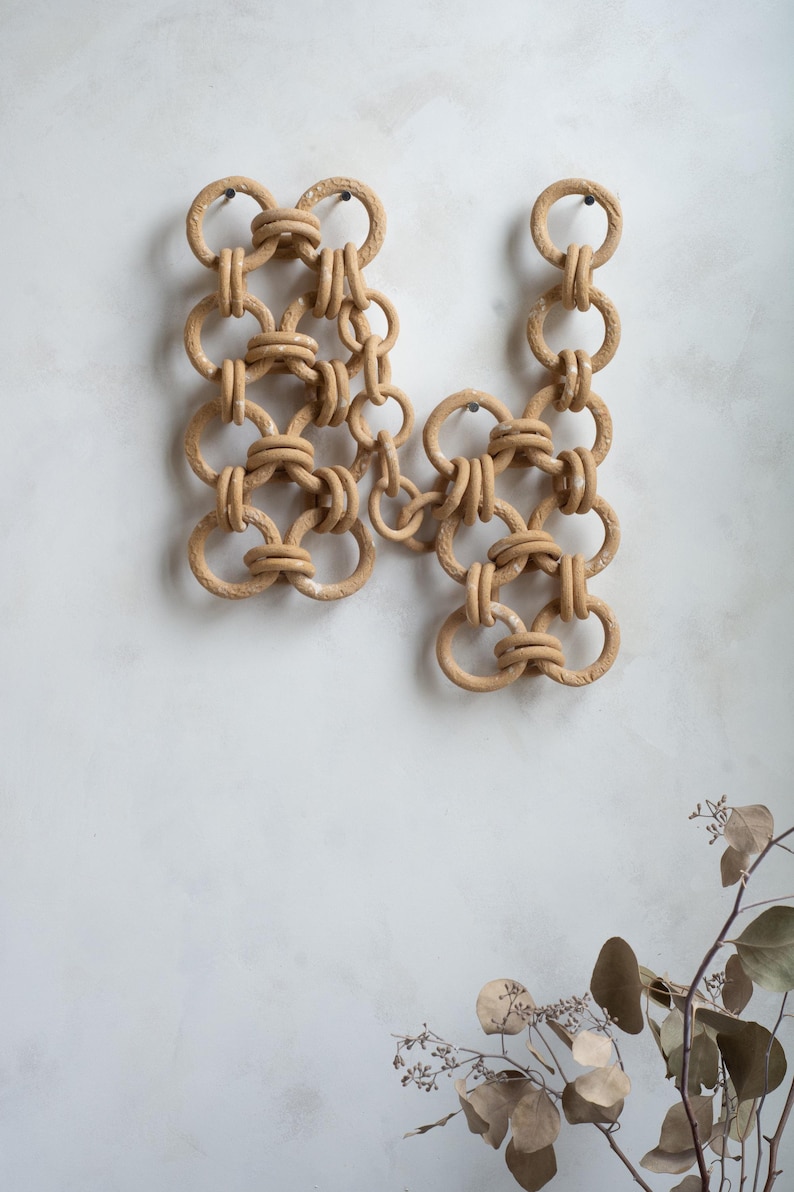 Ceramic Link Chain Wall Hanging: Boho Stoneware Sculpture - Etsy