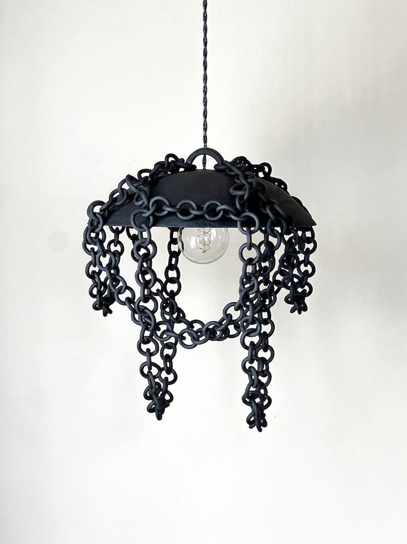 Black Ceramic Chain Pendant Light: Eclectic Bohemian Chandelier - Etsy