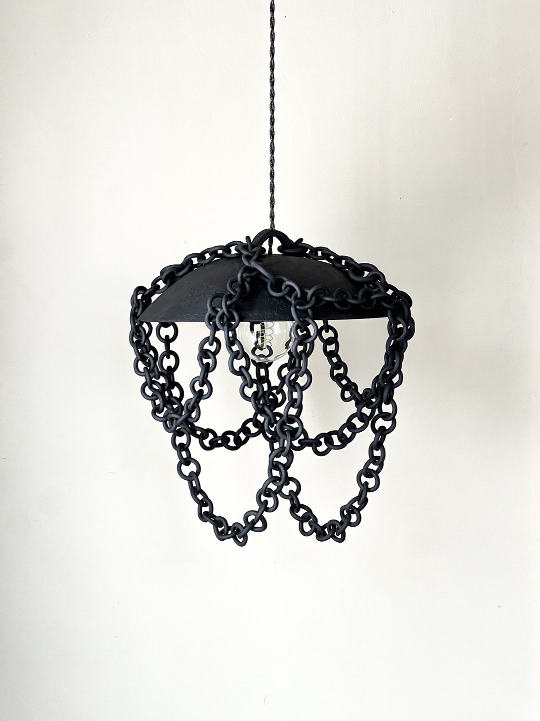 Black Ceramic Chain Pendant Light, Eclectic Ceramic Chain Chandelier ...