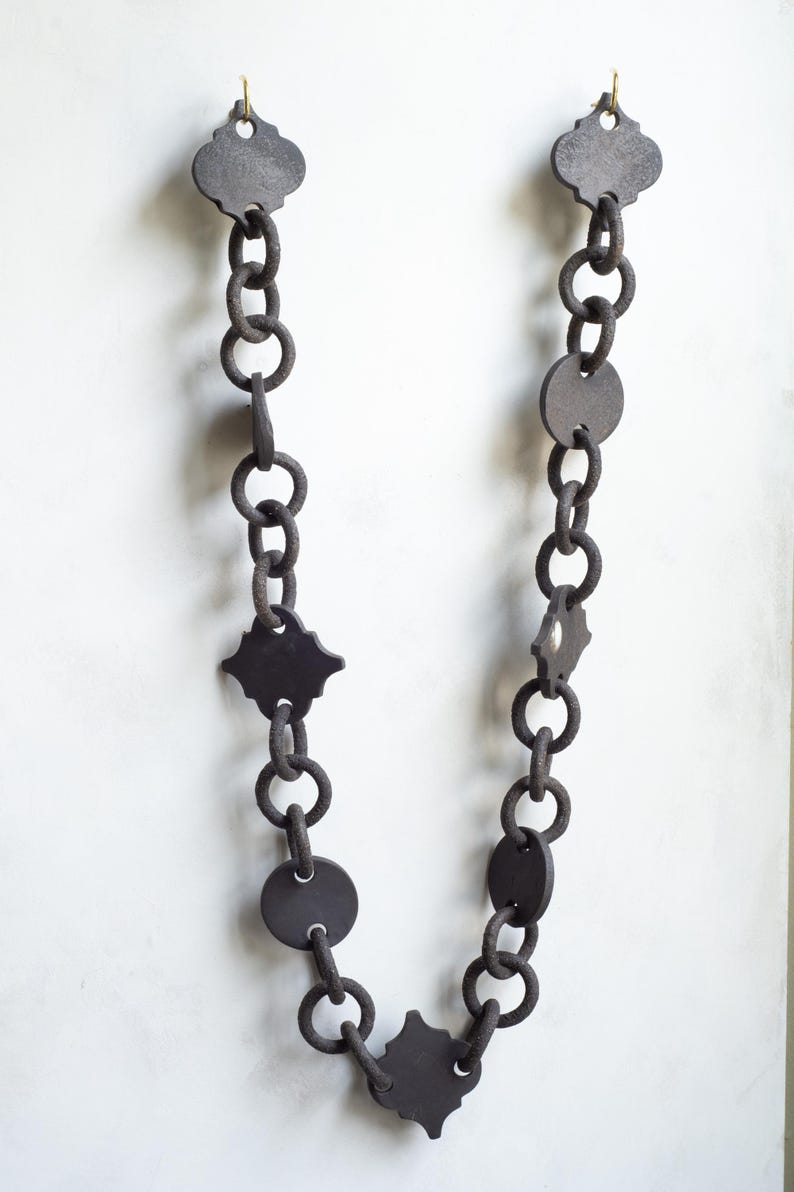 Moroccan Tile Ceramic Chain Wall Hanging: Stoneware Sculpture, Bohemian ...