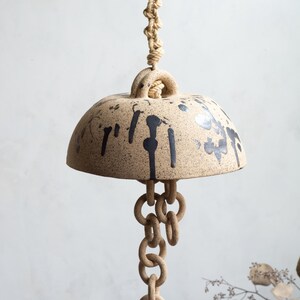 Large Stoneware Chain Bell: Metallic Glaze Ceramic Wall Hanging - Etsy