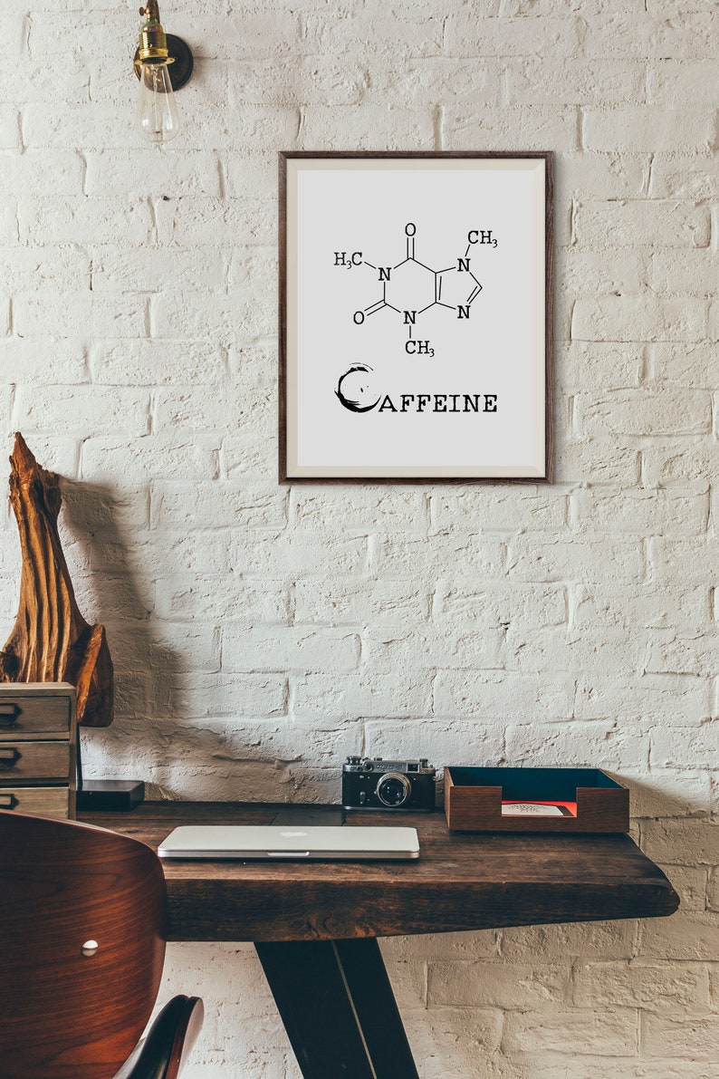 Caffeine Molecule Print, Kitchen Decor, Coffee Print, Coffee Decor ...