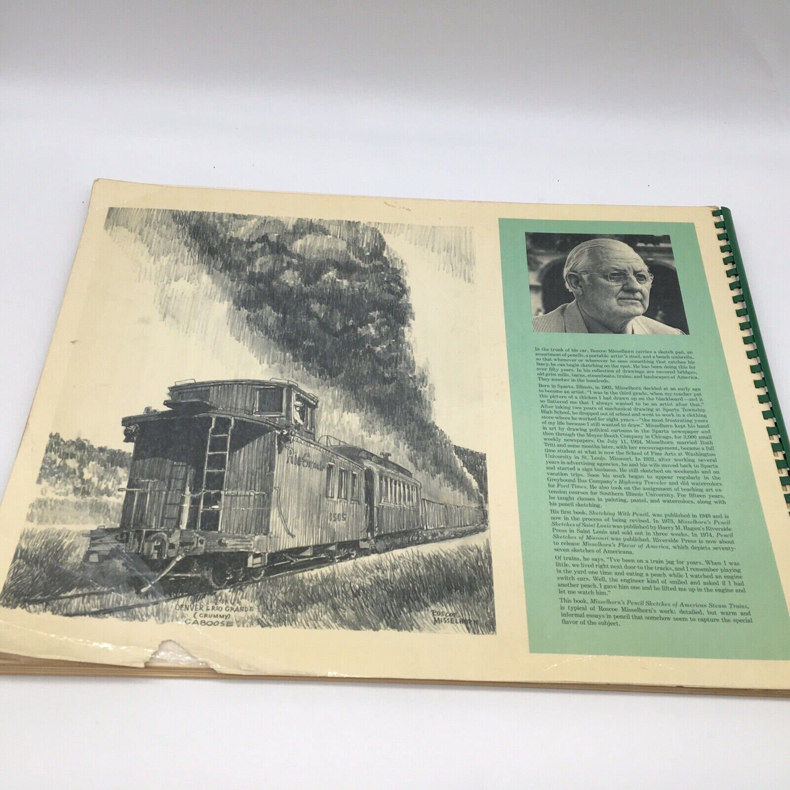 1976 Roscoe Misselhorn's Pencil Sketches of American Steam Trains 22x17 ...