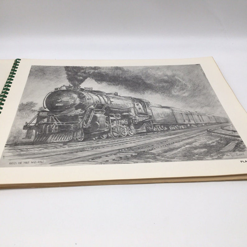 1976 American Steam Trains Roscoe Misselhorn's Pencil Sketches 22x17 ...