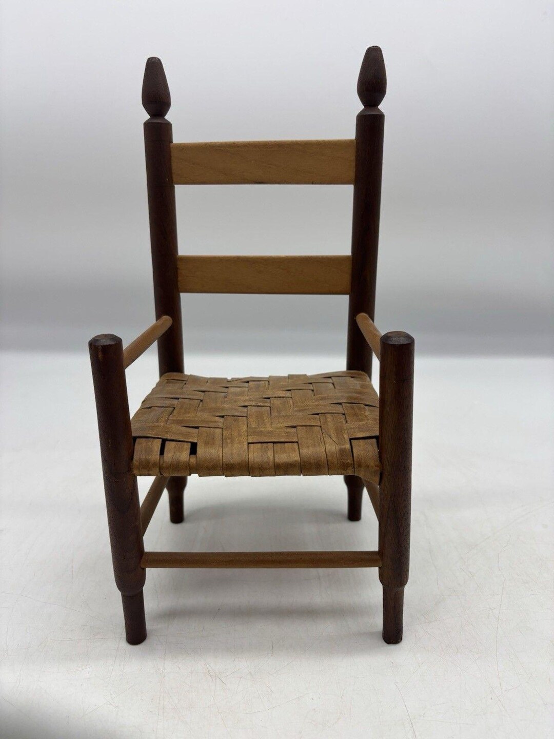 Wooden Doll Bear Chair Woven Seat Ladder Back Vintage 12 Tall Shaker ...