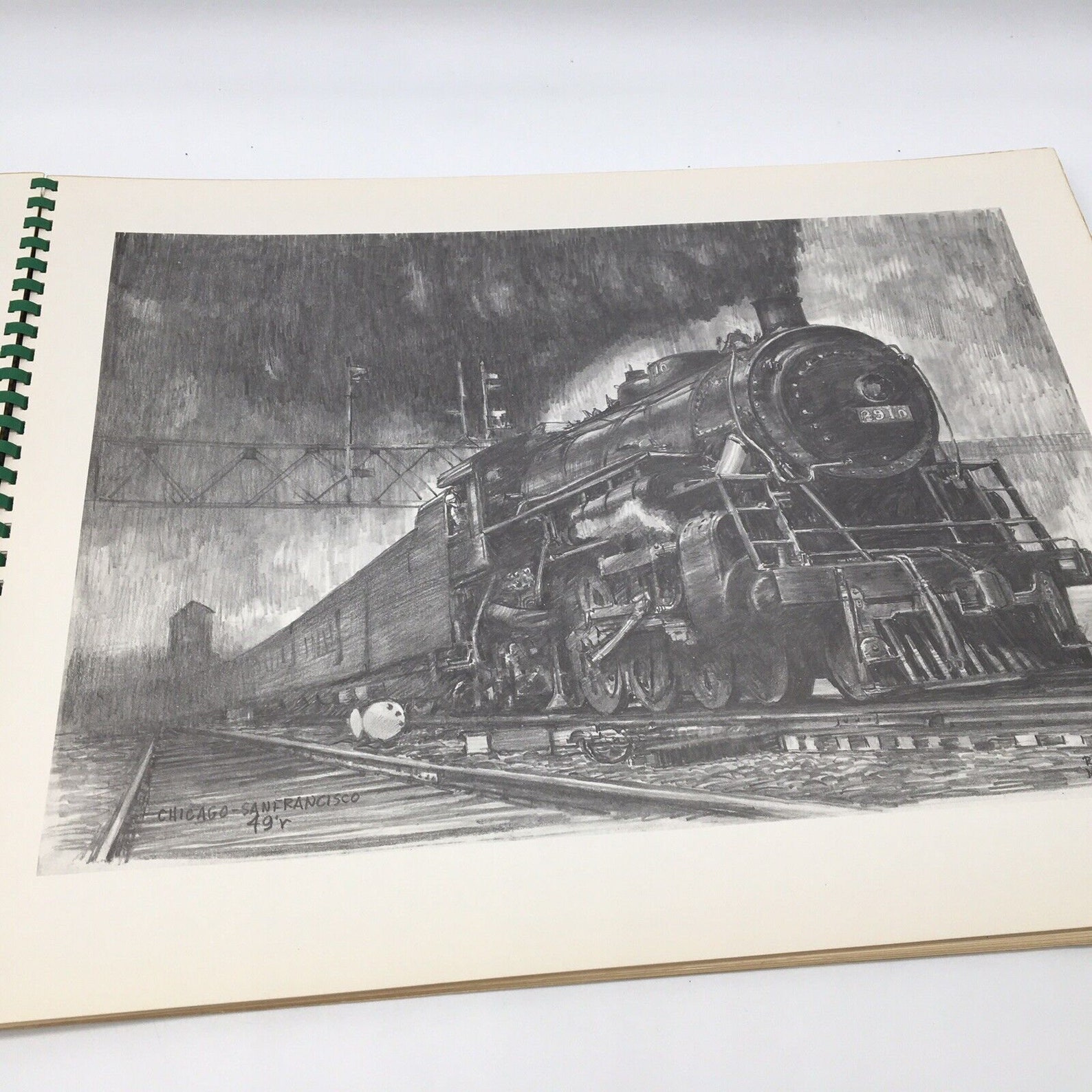 1976 American Steam Trains Roscoe Misselhorn's Pencil Sketches 22x17 ...