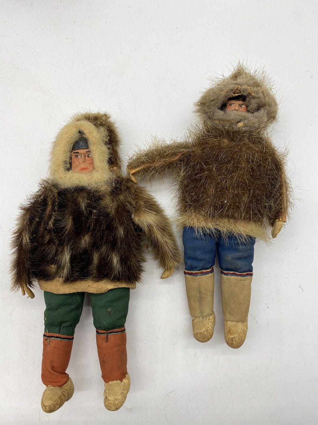 Vtg Alaskan Eskimo Doll Native Handmade Leather Mukluk Suede Folk Art ...