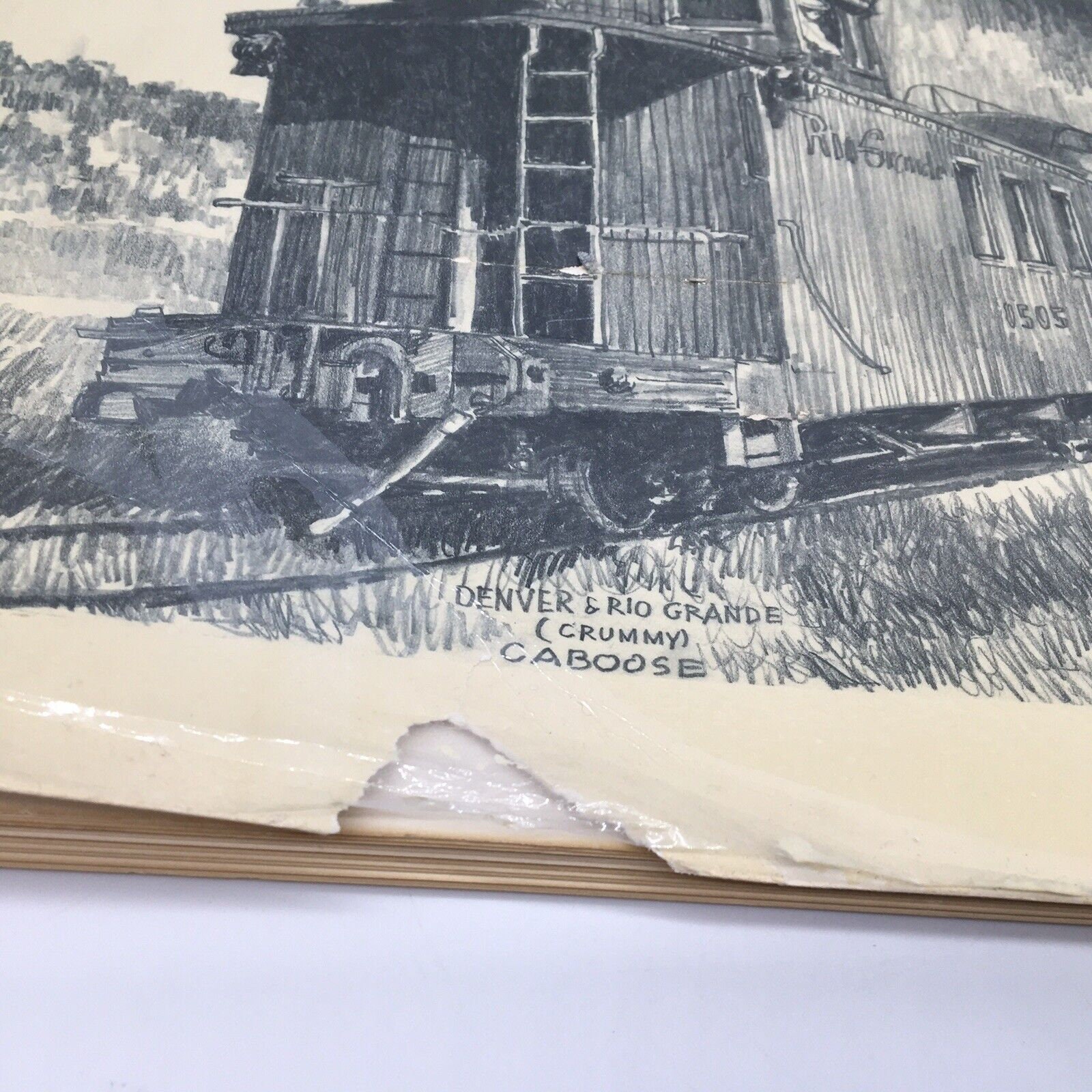 1976 Roscoe Misselhorn's Pencil Sketches of American Steam Trains 22x17 ...
