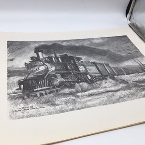 1976 American Steam Trains Roscoe Misselhorn's Pencil Sketches 22x17 ...