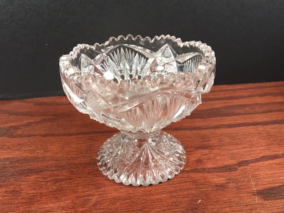ABP Pressed Glass Footed Compote Candy Dish American Brilliant - Etsy