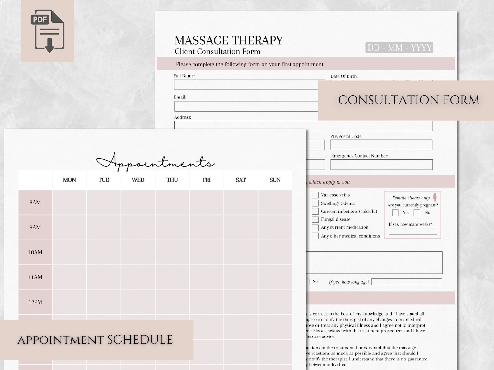Massage Therapy Form Bundle | Printable Business Salon Forms | Spa ...