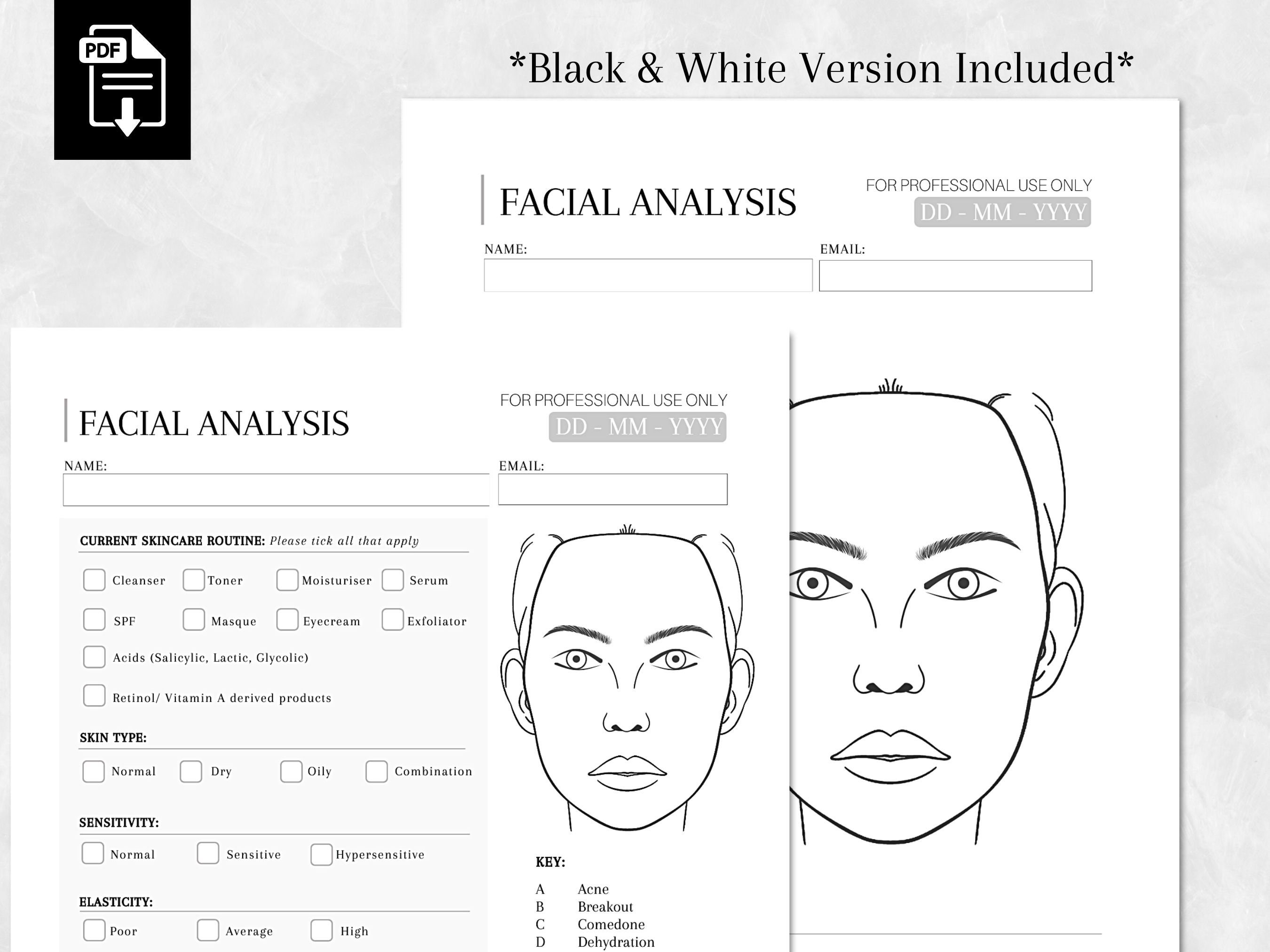 Facial Analysis Printable Forms Facial Consultation Facial - Etsy